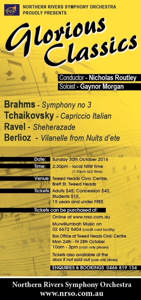 Glorious Classics - 30th October 2016 - Northern Rivers Symphony Orchestra