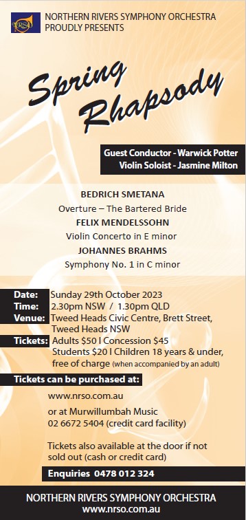 Spring Rhapsody - 29th October 2023 - Northern Rivers Symphony Orchestra